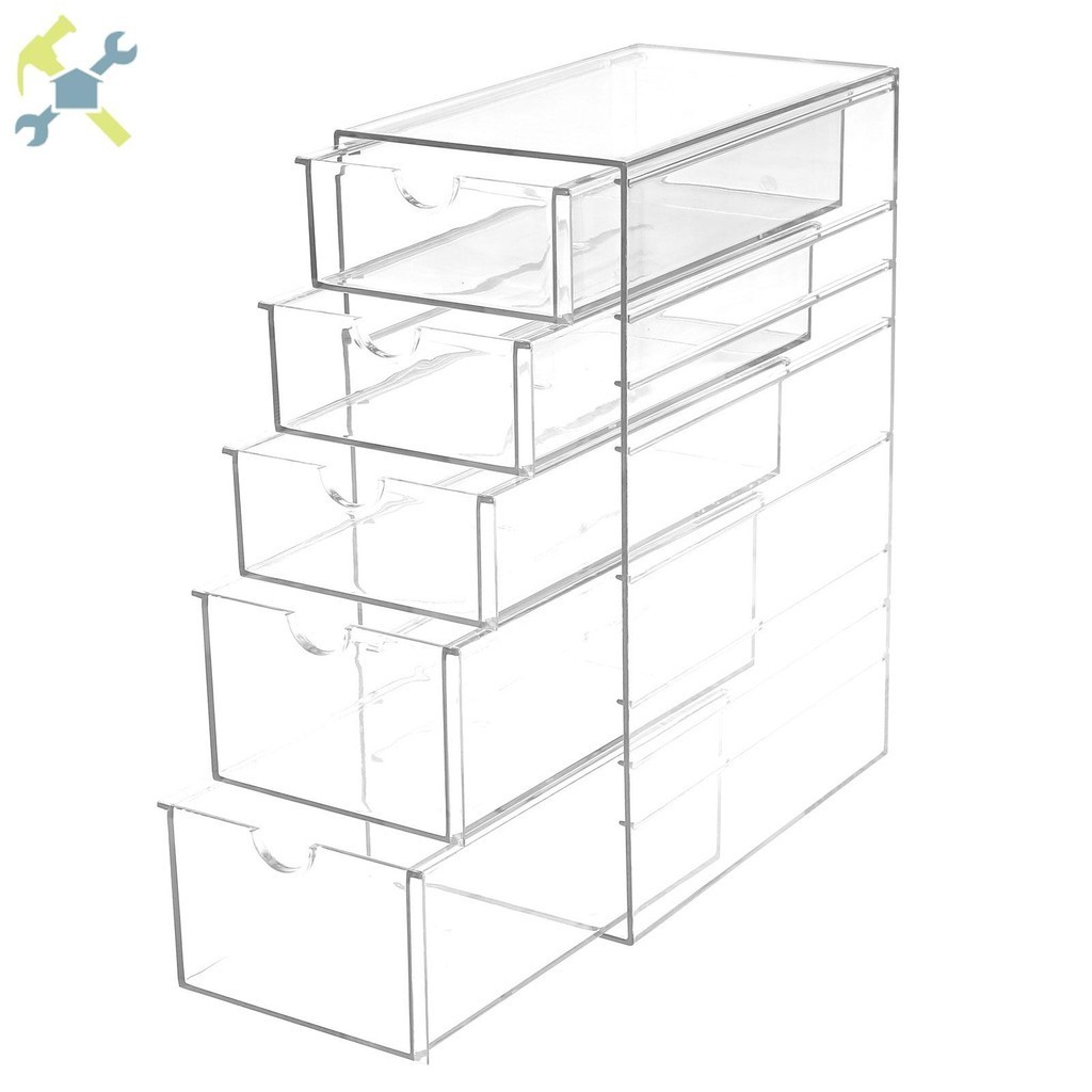 5 Tier Acrylic Drawer Organizer Clear Desk Organizer Drawers Stackable ...