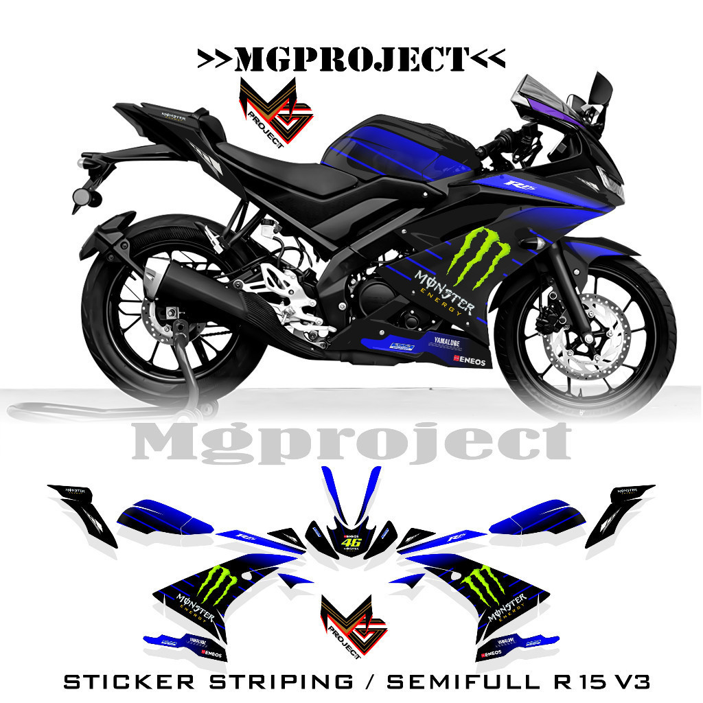 R15 v3 sku5, r15 v3 monster striping, yamaha r15 v3 semifullbody ...