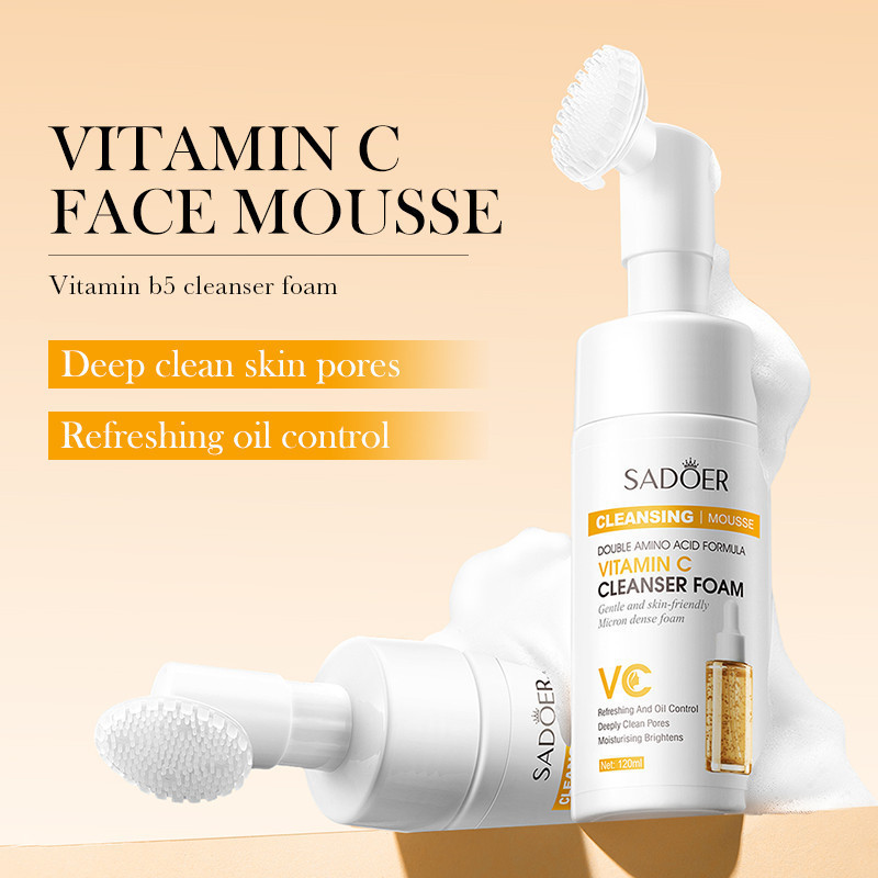 ROREC SADOER Vitamin C Mousse Face Wash Amino Acid Deep Clean Pores Moisturizing Foam Cleanser ...
