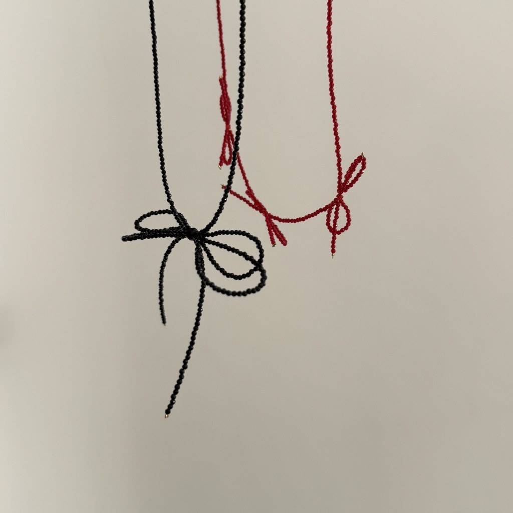 South Korea Black Red Crystal Beads String Bowknot Niche Sweet Girl ...