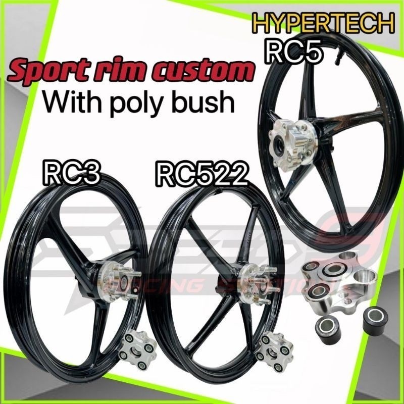 (siap polybush) hypertech sport rim custom RC3 3batang RC522 SP522 RC5 ...