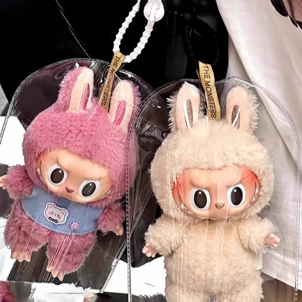 Labubu Doll Anti Dust Cover with keychain doll pvc transparent bag ...