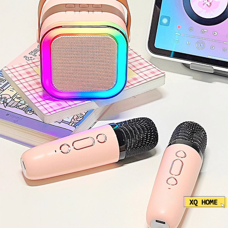 K12 Wireless Karaoke Speaker with Microphone Dual Mic Bluetooth for KTV K12 Mini Home Karaoke ...