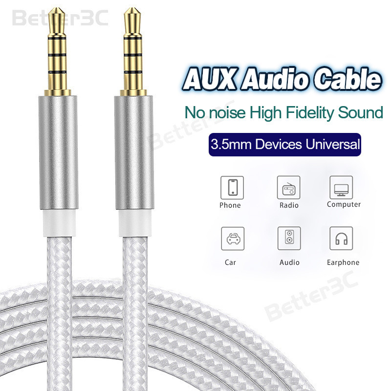 1/2/3 Meter Male To Male Speaker Cable For Mobile Phone 3.5mm Aux ...