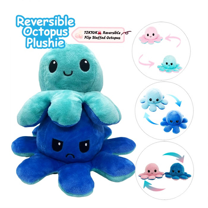 Flip Octopus Doll Viral Reversible Octopus Plush Reversible Bipolar ...