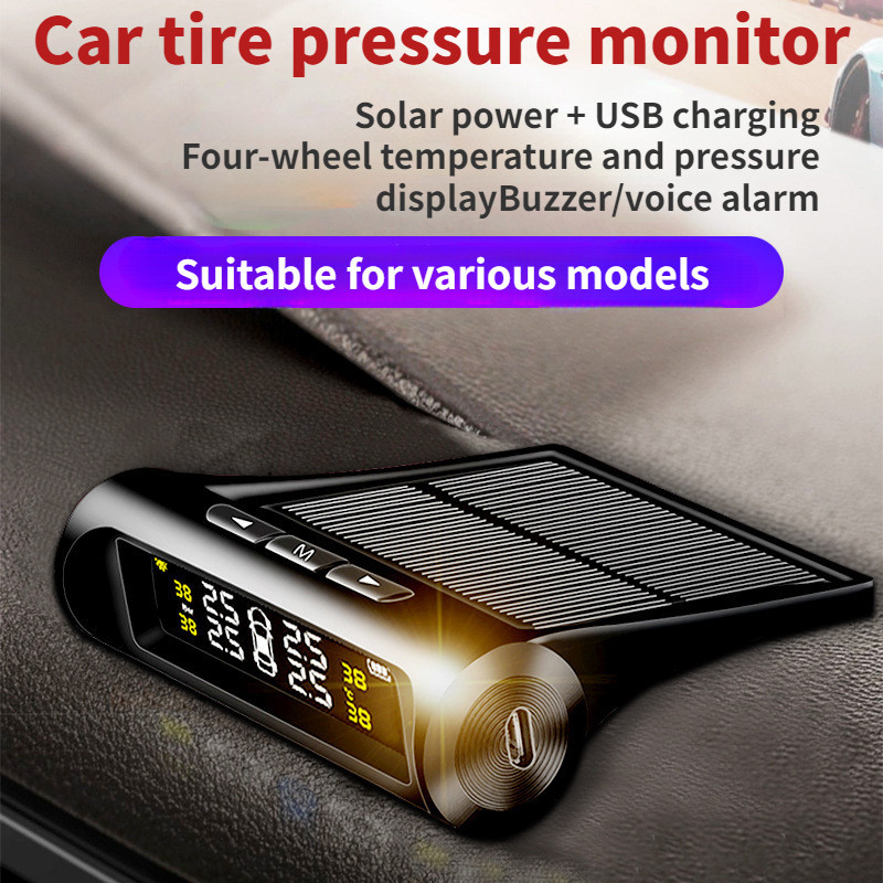 TPMS Car Tire Pressure Monitor System Internal Display Temperature Warning Solar | Shopee Malaysia