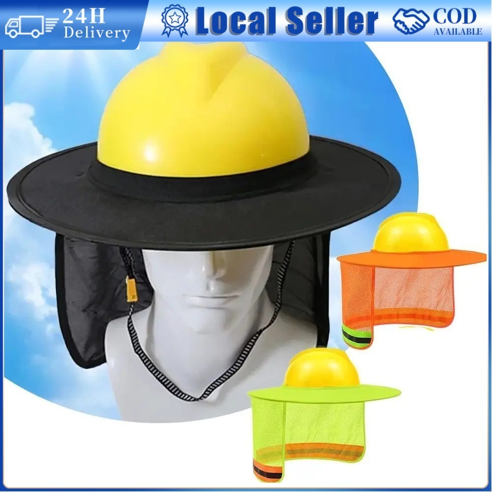 Outdoor Safety Hat Helmet Sun Shade Breathable Neck Shield Construction ...