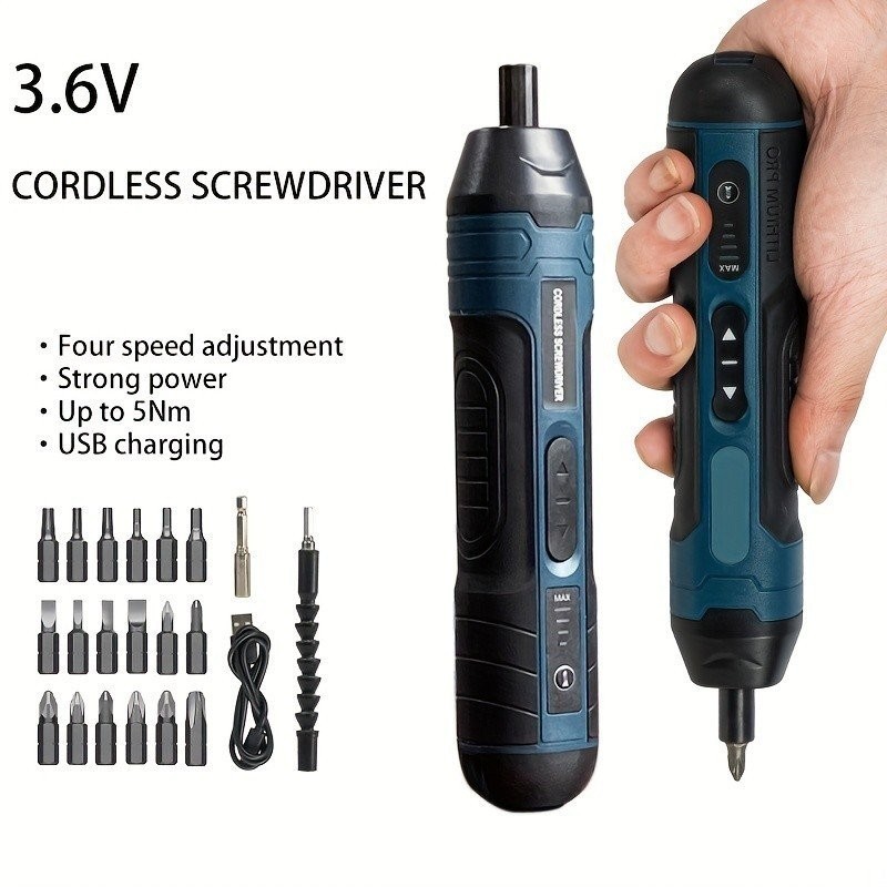 1 Set 3.6V Lithium Cordless Screwdriver Cordless, Electric Screwdriver ...
