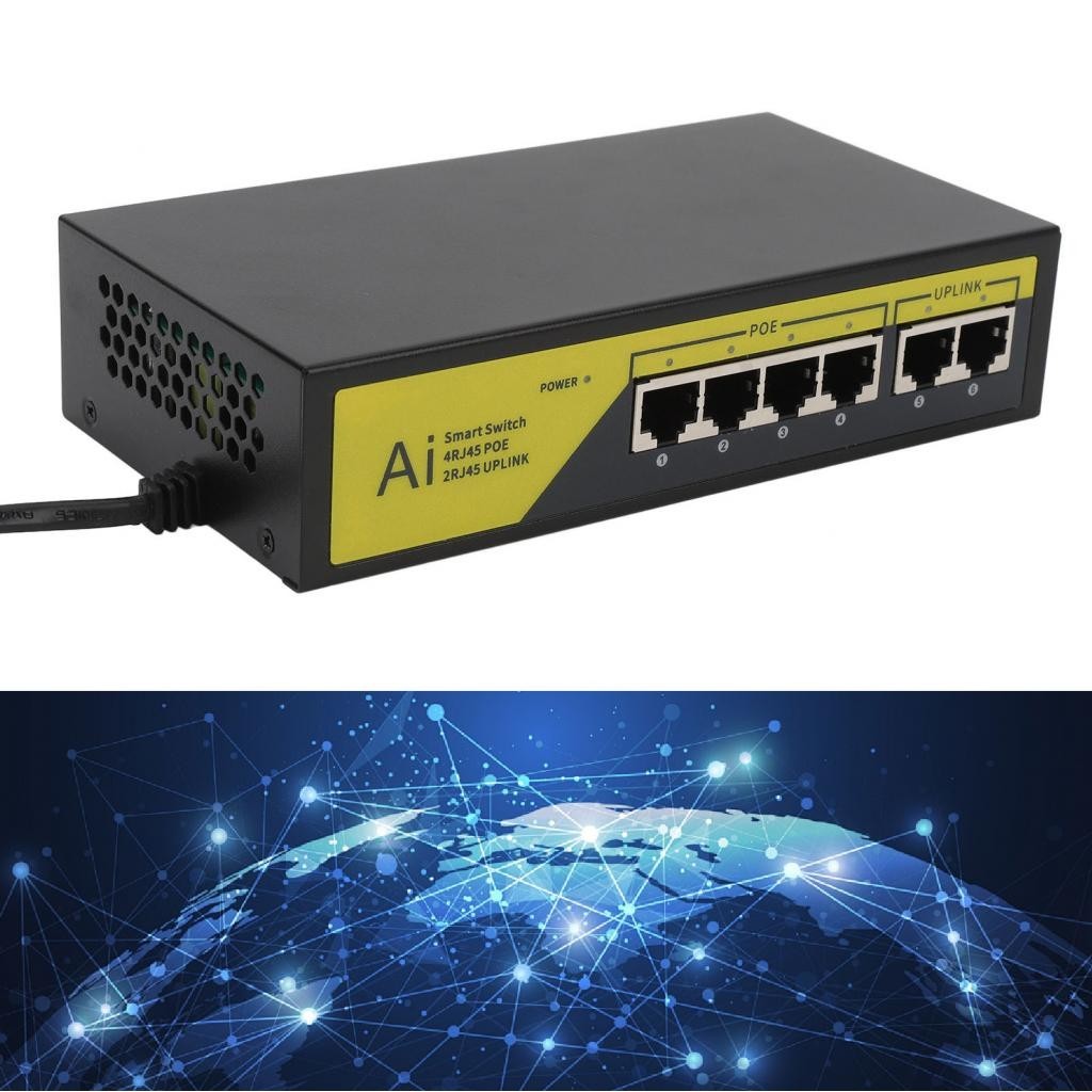 Sudi 6 Port PoE Switch POE Networking Ethernet Low Heat for IP Cameras ...