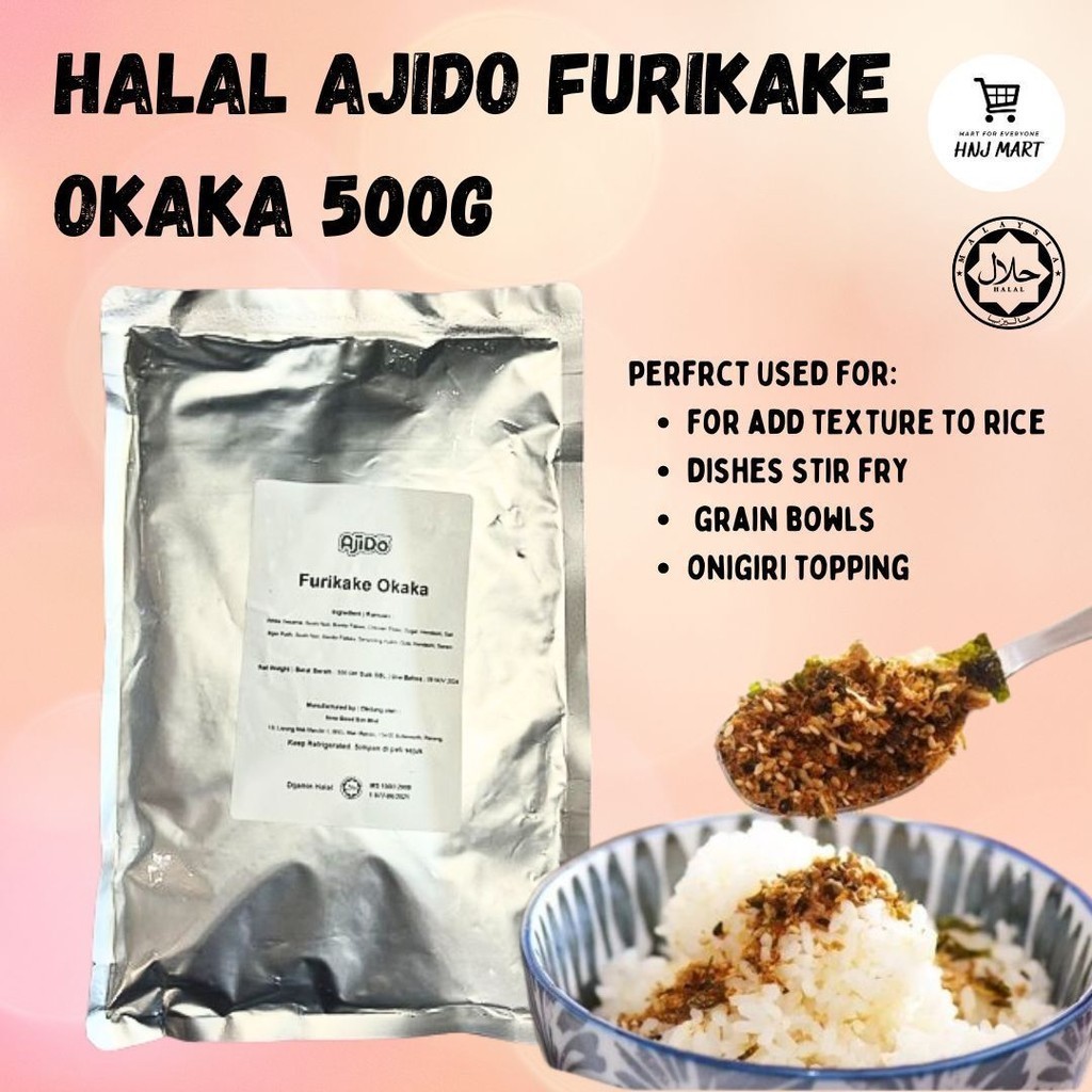 HALAL AJIDO FURIKAKE OKAKA 500G Japanese Rice Seasoning Powder with ...