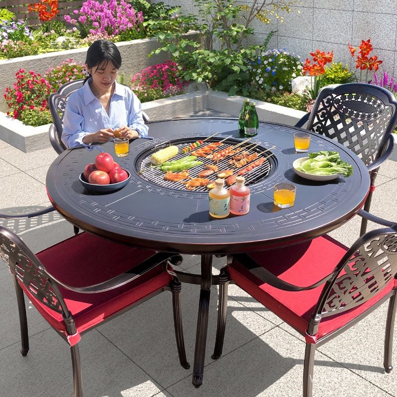 Barbecue Table Outdoor Courtyard Barbecue Table Surrounded Stove Tea ...
