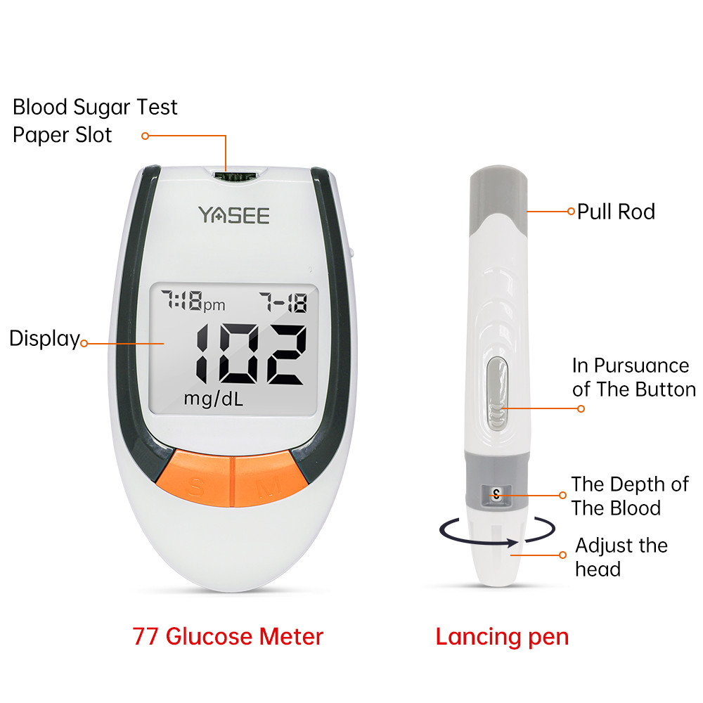 YASEE GLM-77 Blood Glucose Meter with Pen Blood Suger Meter Test ...