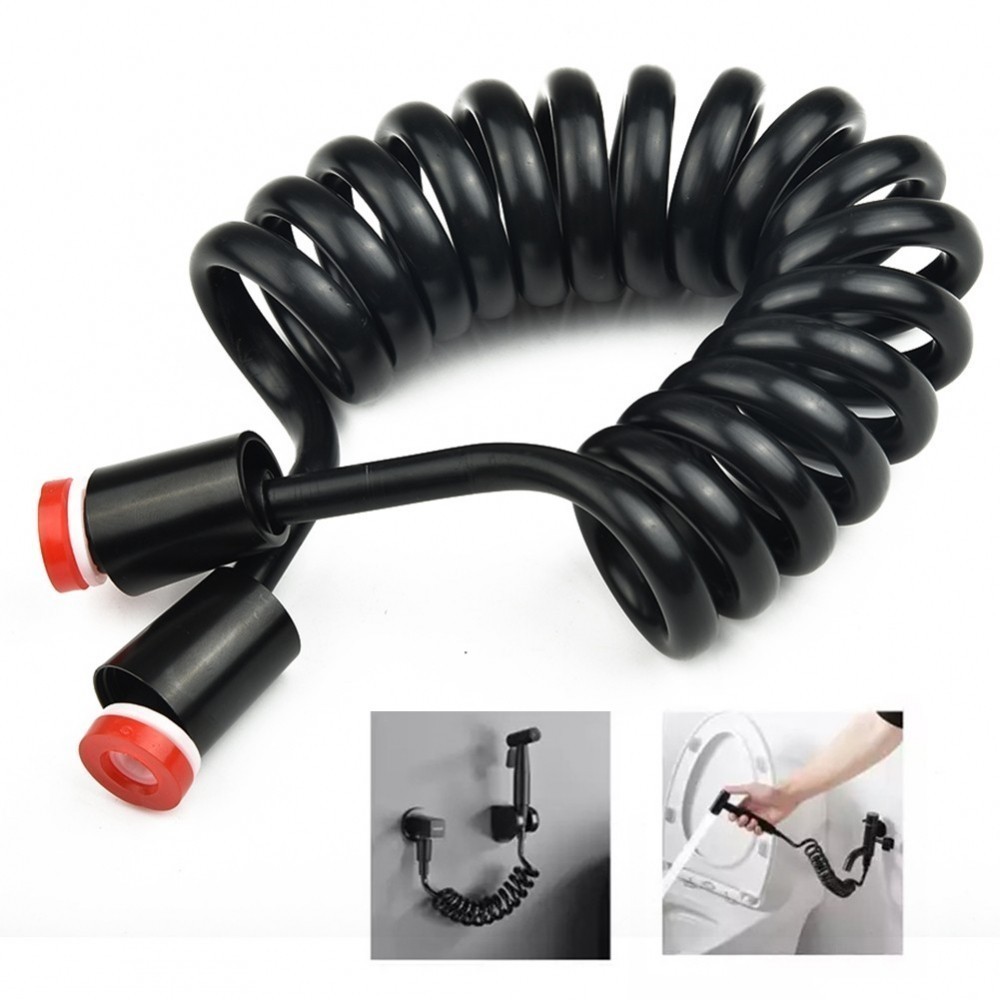 Flexible Retractable Shower Extension Hose Shower Hose 2M Black Good ...