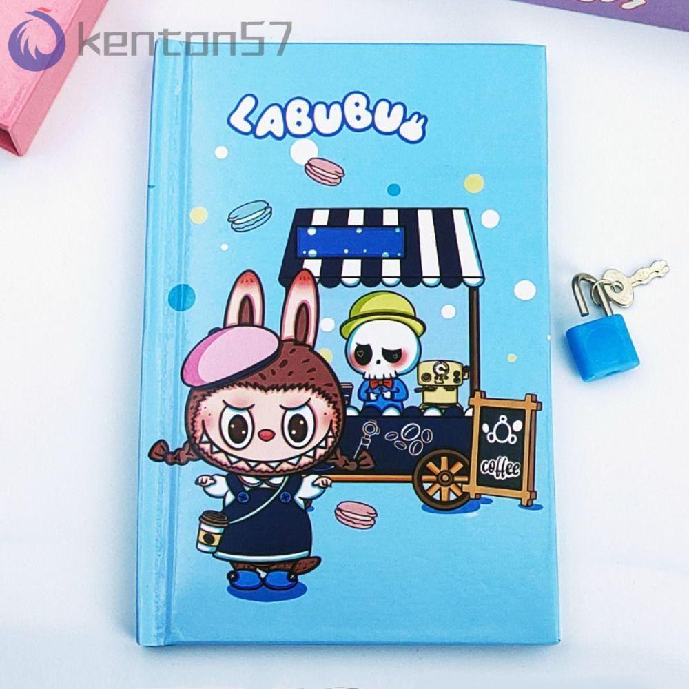 KENTON Notebook With Key Lock, Cartoon Color Page Labubu Diary Notepad ...