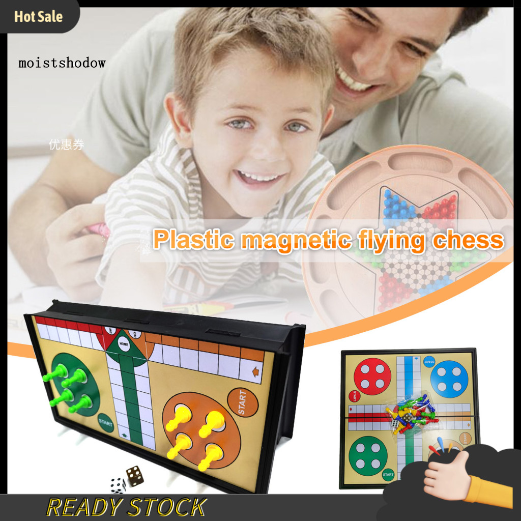 mw 25cm Ludo Board Game Magnetic 5 In 1 Plastic with Folding Chessboard ...