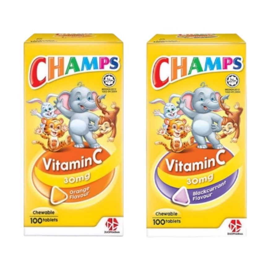 (CLEARANCE) CHAMPS VIT C 30MG TABLET 100’S ORANGE | BLACKCURRANT (EXP ...