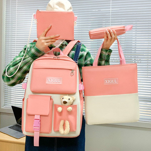 School Bags Beg galas yang sesuai dengan warna segar dan manis wanita versi Korea beruang comel ...