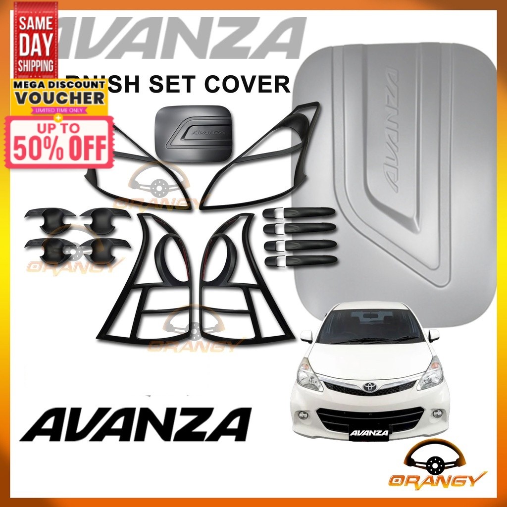 Toyota Avanza 2012 to 2015 V1 Garnish Combo set cover matte black ...