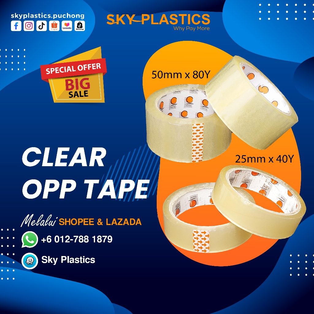 Clear Opp Tape | Fragile Tape | Transparent Tape | Shopee Malaysia