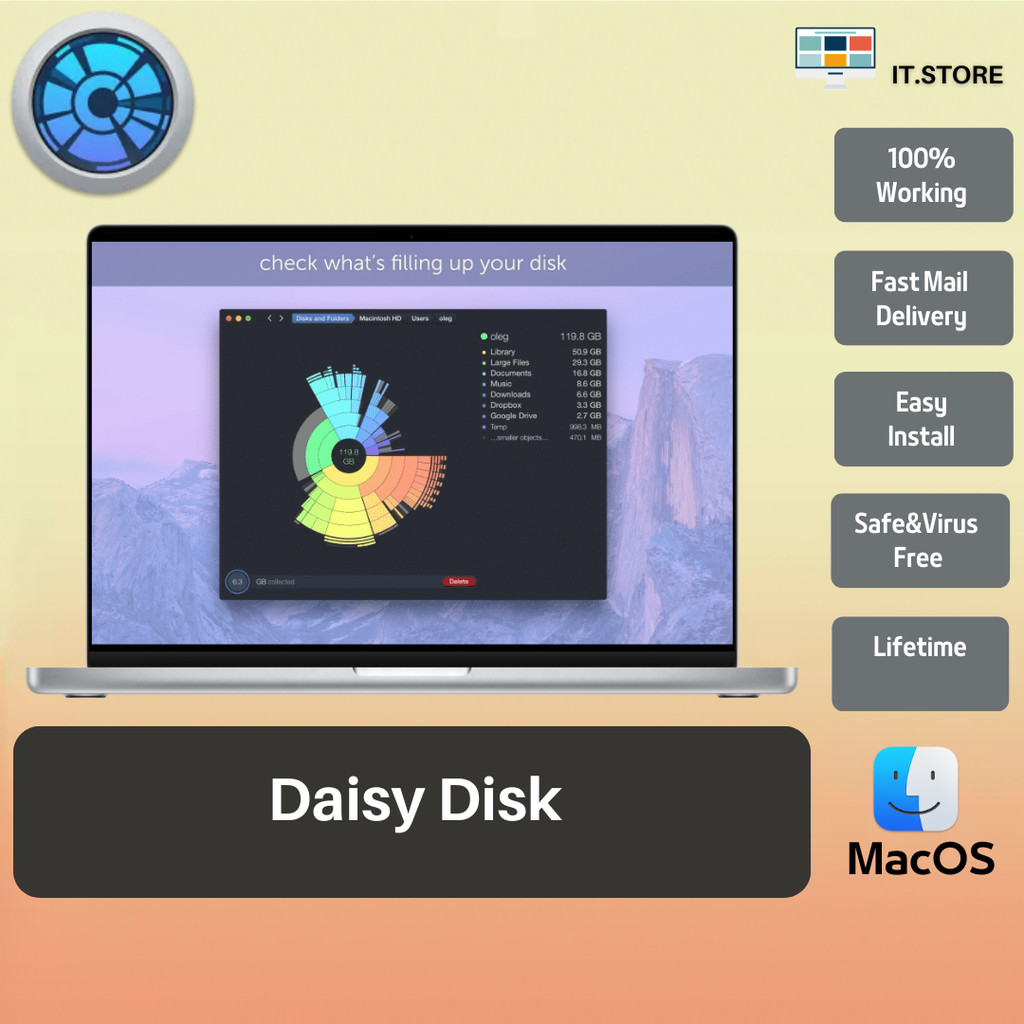 Daisy Disk MacOS – Visual disk space analyzer to quickly identify and clear large files. M1/M2 ...