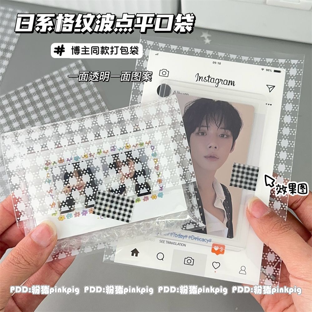 [50] Japanese plaid polka dots translucent flat pockets, packaging ...