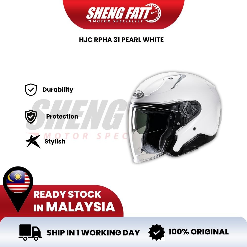 HJC RPHA 31 Pearl White Open Face Helmet Motor Visor Topi Keledar ...