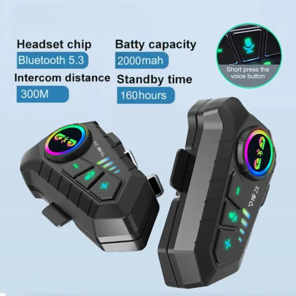 1/2x Music Interphone Bluetooth 5.3 Motorcycle Helmet Intercom Headset ...