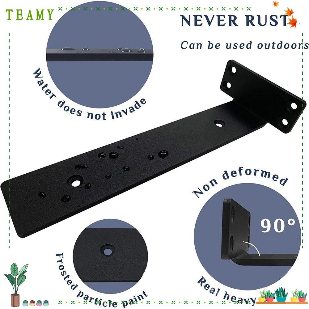 TEAMY Floating Shelf Brackets, Black Coated Metal Cast Iron Shelves Brackets, Accessories Wall ...