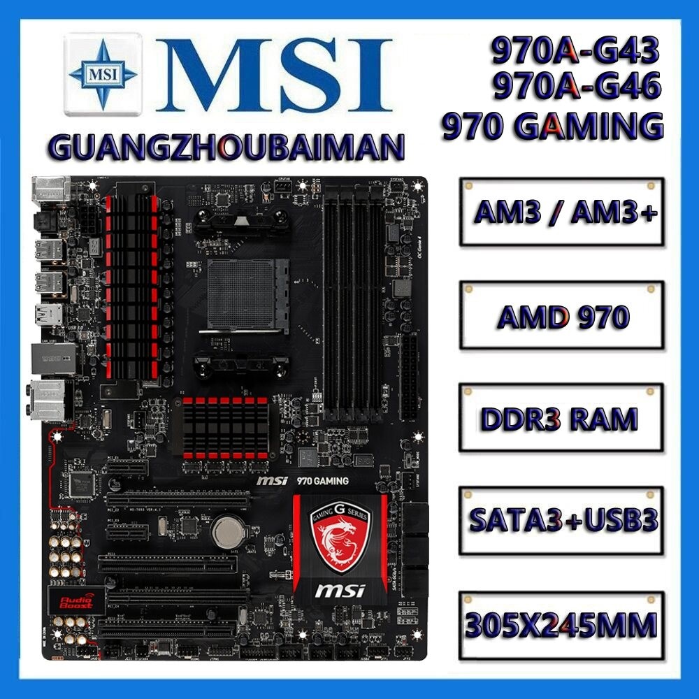 MSI 970-GAMING 970A-G46 970A-G43 AMD 970 AM3 AM3+ Motherboard DDR3 USB3.0 SATA3 ATX 32G | Shopee ...