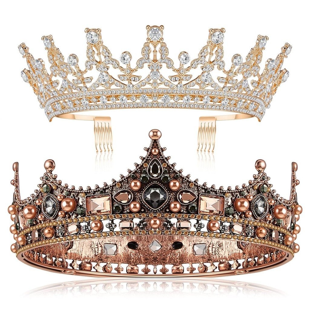 2 Crown Kings and Queens Wedding Crown and Crown Ladies Men's Princess ...