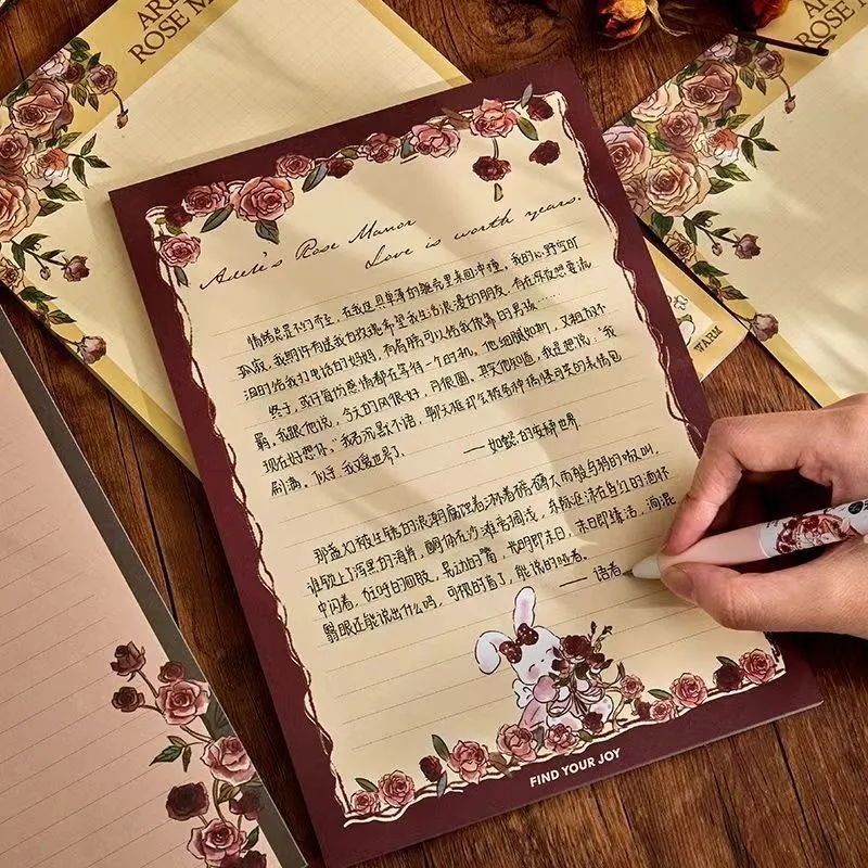 5800 People Collection B5 Cute Retro Rose Patting Paper High-value Student B5 Note B5 Notebook ...