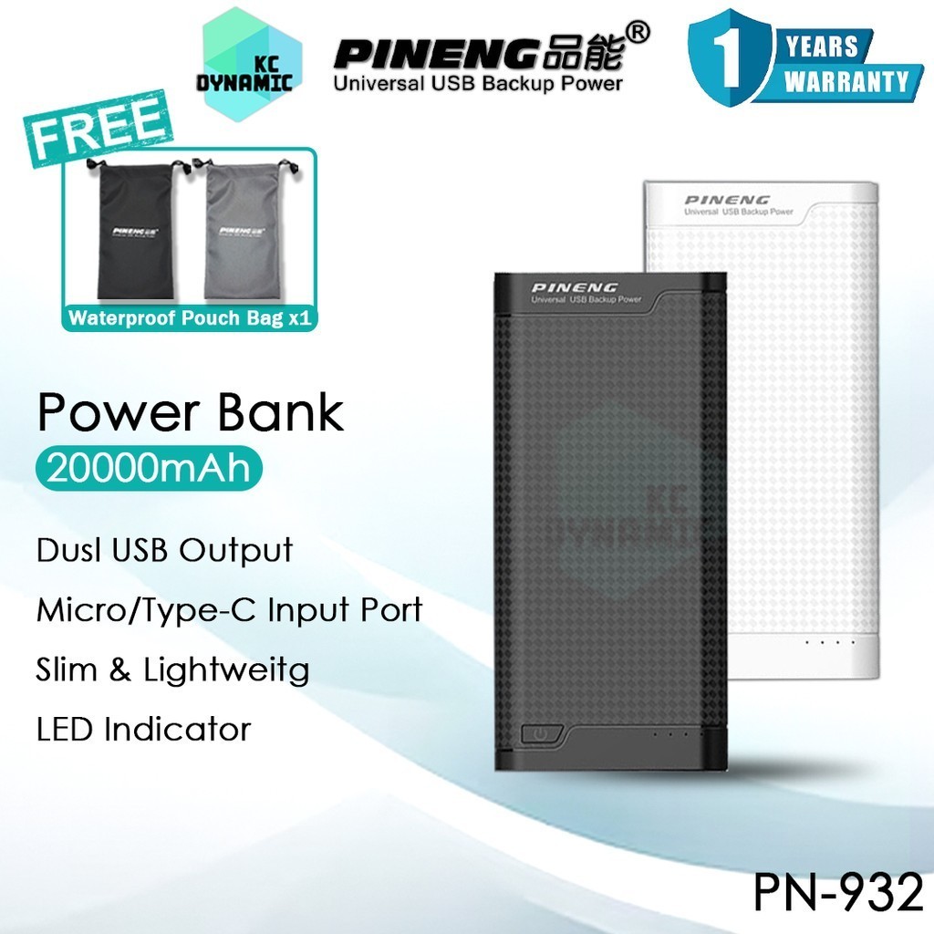 Pineng PN-932 20000mAh Powerbank Dual USB Port Power Bank Original ...