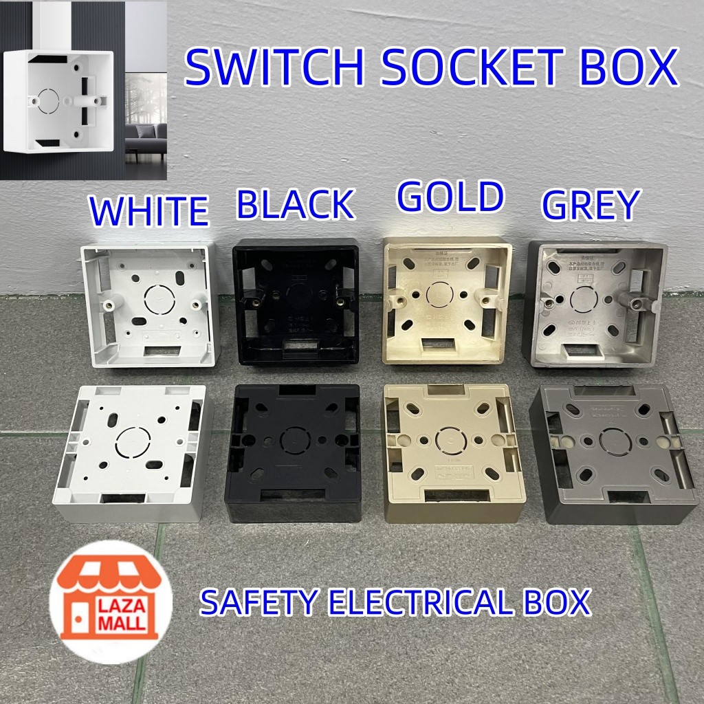 ( GOLD GREY BLACK WHITE ) SWITCH SOCKET BOX NUT BOX PVC PLUG SOCKET ...