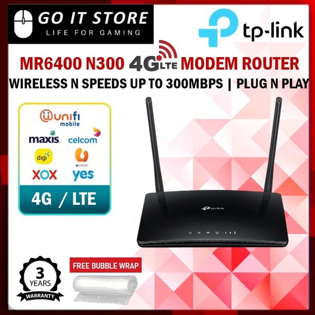 TP-Link Router TL-MR6400 Apac 300Mbps 4G LTE Wireless Wifi Modem Router ...