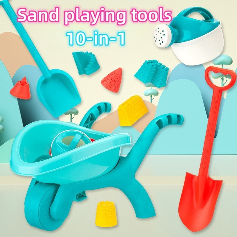 Children's beach toy set, small cart, playing with sand, digging sand ...