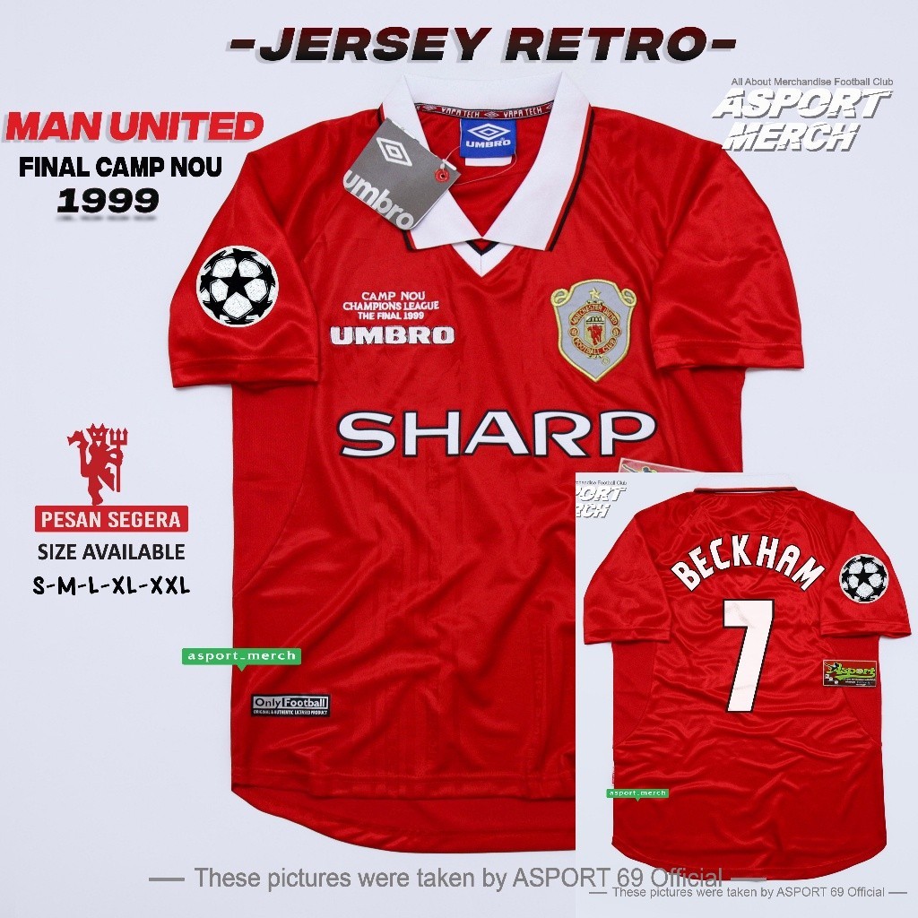 Retro JERSEY MU MAN UNITED HOME FINAL CAMP NOU 1999 2000 RETRO JERSEY ...