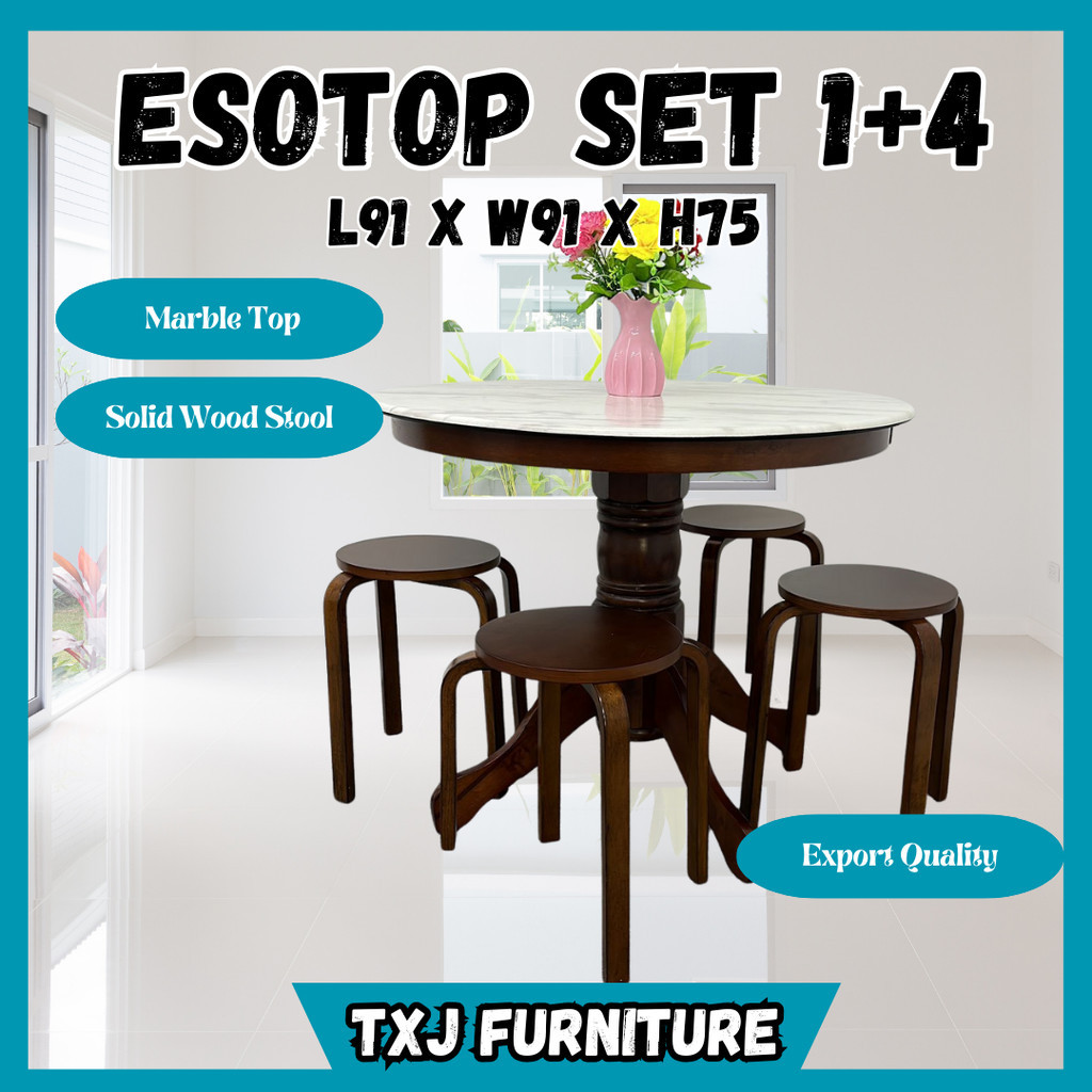 TXJ - 915 3ft Round Laminate Marble Kopitiam 90x75cm High Class Dining ...