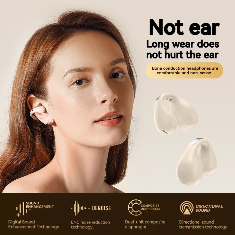 DR06 Wireless Bluetooth Headset Binaural Clip On Ear Type Not Into The Ear Bone Conduction ...