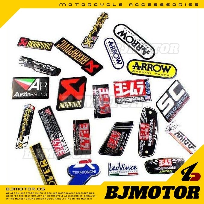 Motorcycle muffler exhaust logo Hi-heat sticker 3D Aluminium Material ...