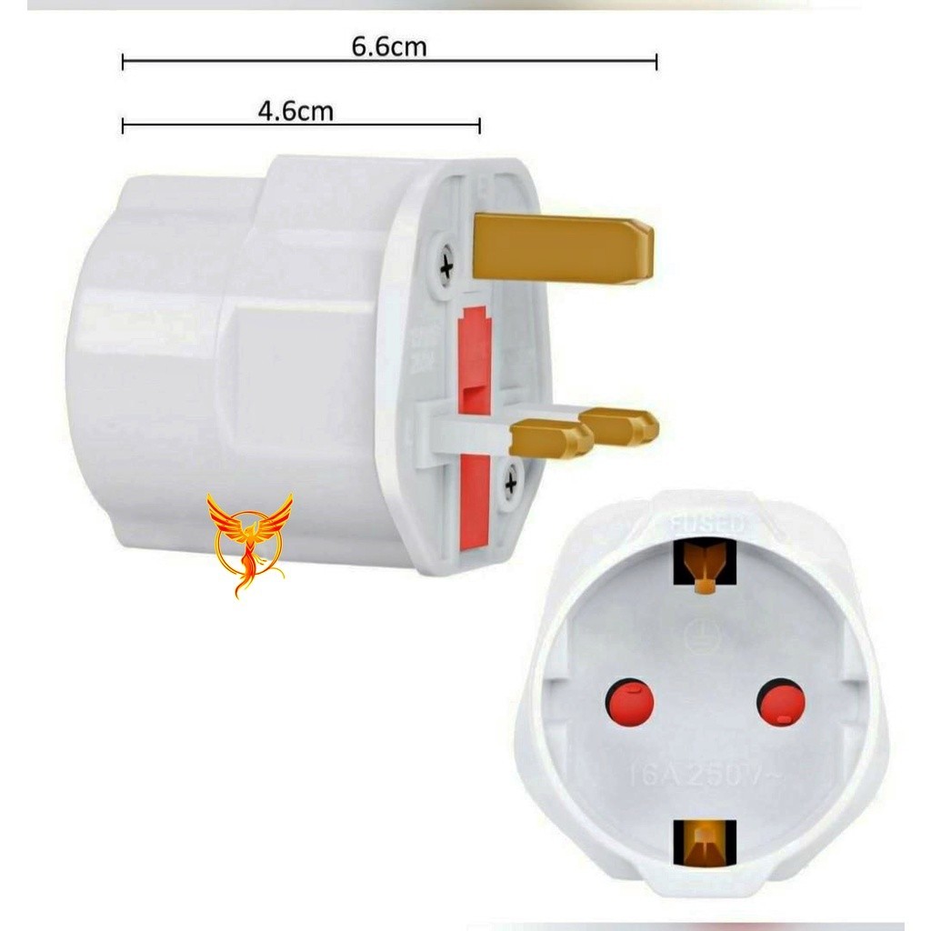 Over Plug Converter ADAPTER Leg 2 TO Leg 3 MODEL EU 2 PIN TO UK 3 PIN ...