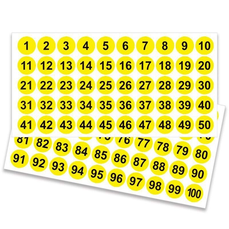 10 Sheets/Pack Number Dot Stickers Label Stickers 1 to 100 Number ...