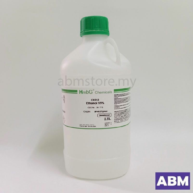 Ethanol Alcohol 95% / Ethanol Absolute 99% Denatured, HmbG (2.5 Litre), CAS No 64-17-5 | Shopee ...