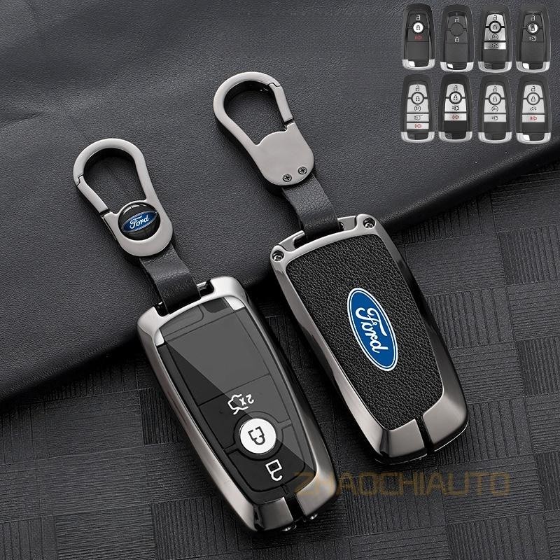 Zinc Alloy leather car key case cover keychain key holder for Ford ...