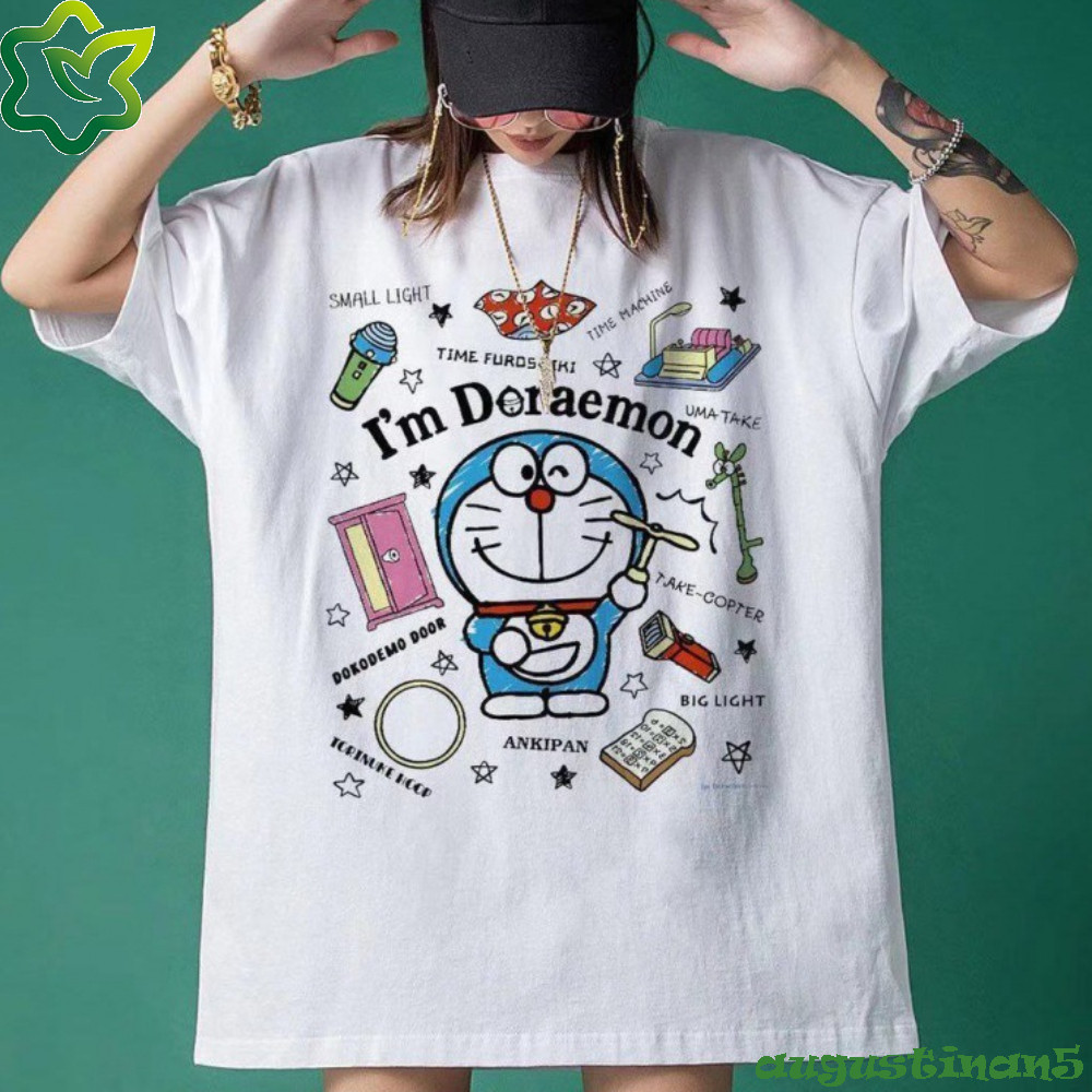 Augustinan Doraemon พิมพ ์ เสื ้ อยืด , การ ์ ตูนอะนิเมะหลวม Doraemon ...