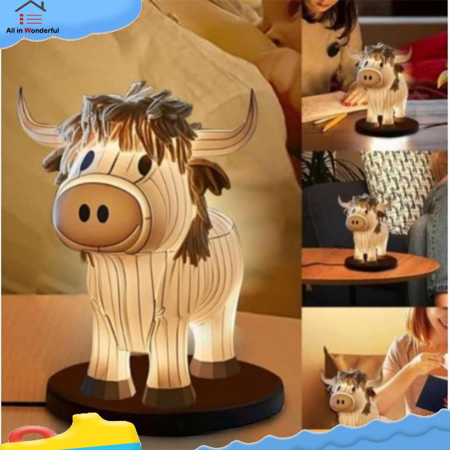 WONDER Cow Table Lamp, Farmhouse Cow Night Light Bed Lamp, Cow ...
