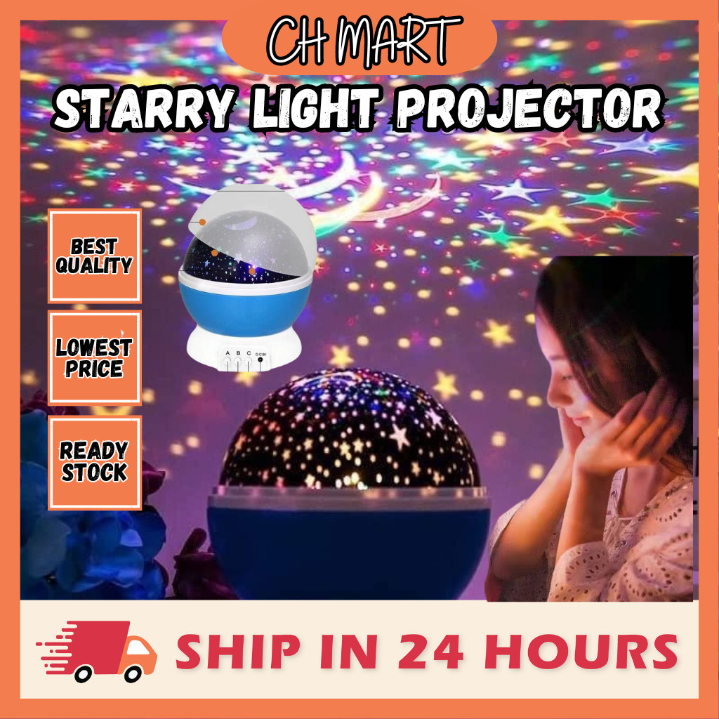 Starry Light LED Projector Star Moon Night Lamp Table Bedroom 360 ...