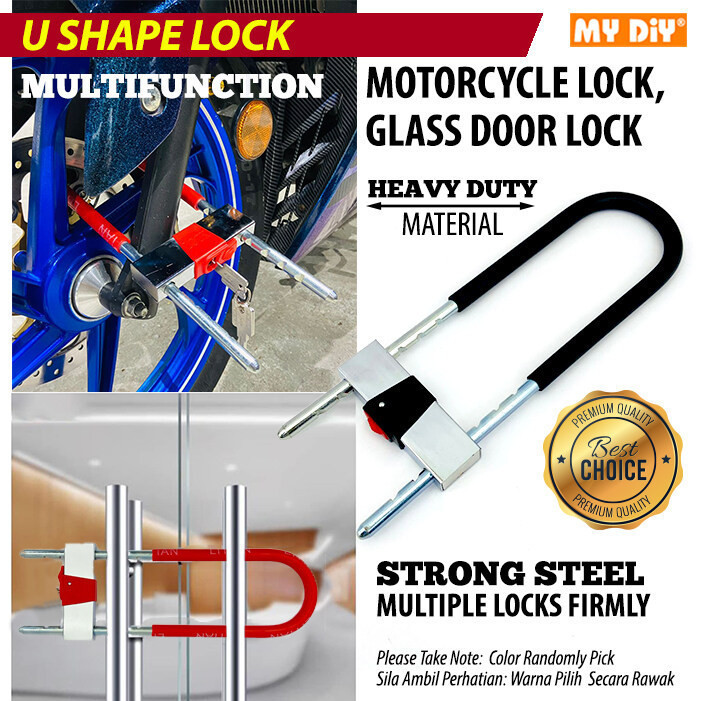 MYDIYHOMEDEPOT - HEAVY DUTY FORK LOCK U LOCK MOTORCYCLE LOCK, GLASS ...