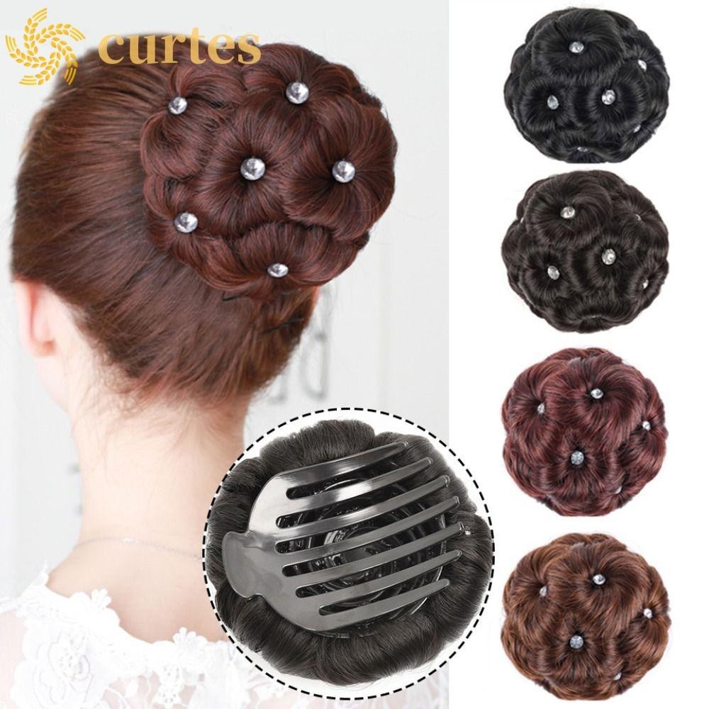 CURTES Synthetic Hair Bun, Hair Bun Donut Flower Ring Bun Nine Flowers ...