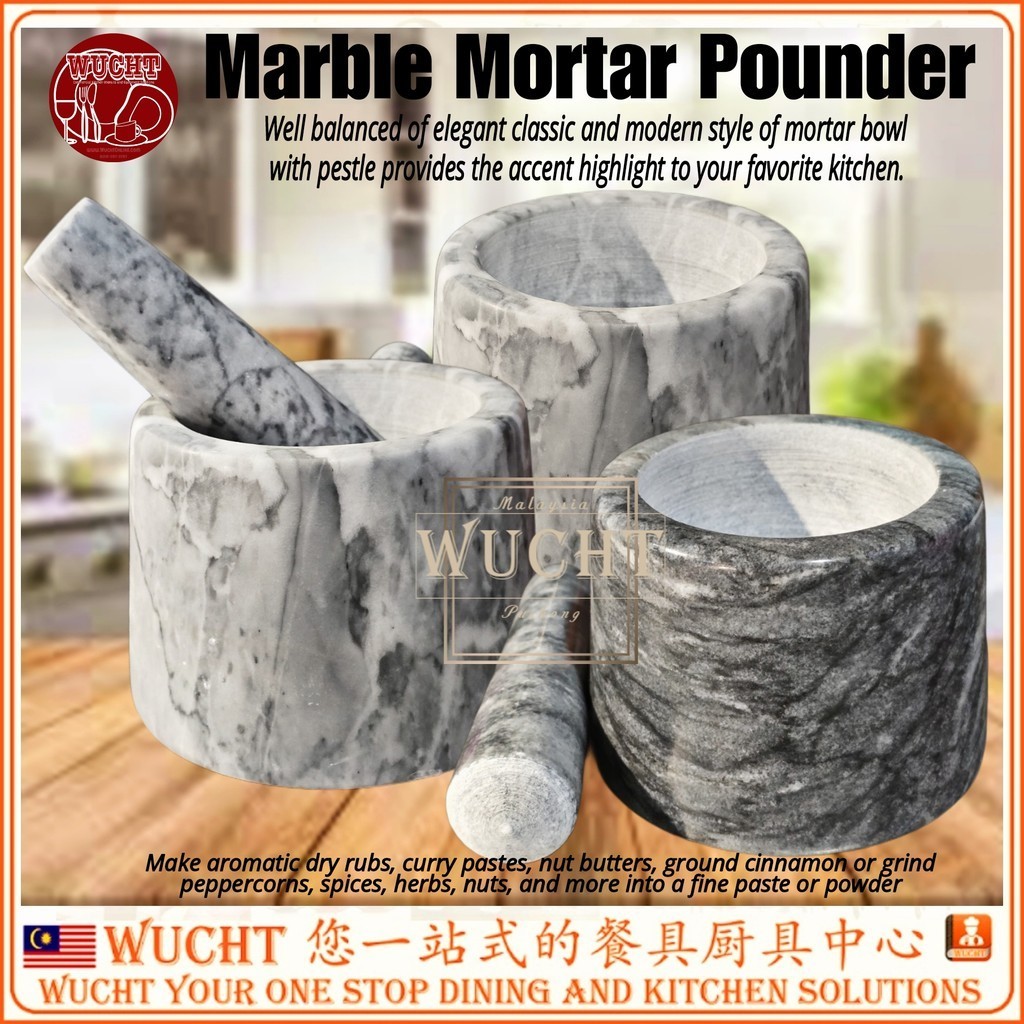 【WUCHT】White Marble Mortar Pounder and Pestle Black Marble Mortar Stone ...