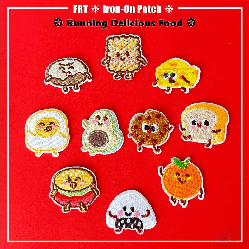 ☸ Running Delicious Food Iron-on Patch ☸ 1Pc Cheese / Rice Roll ...